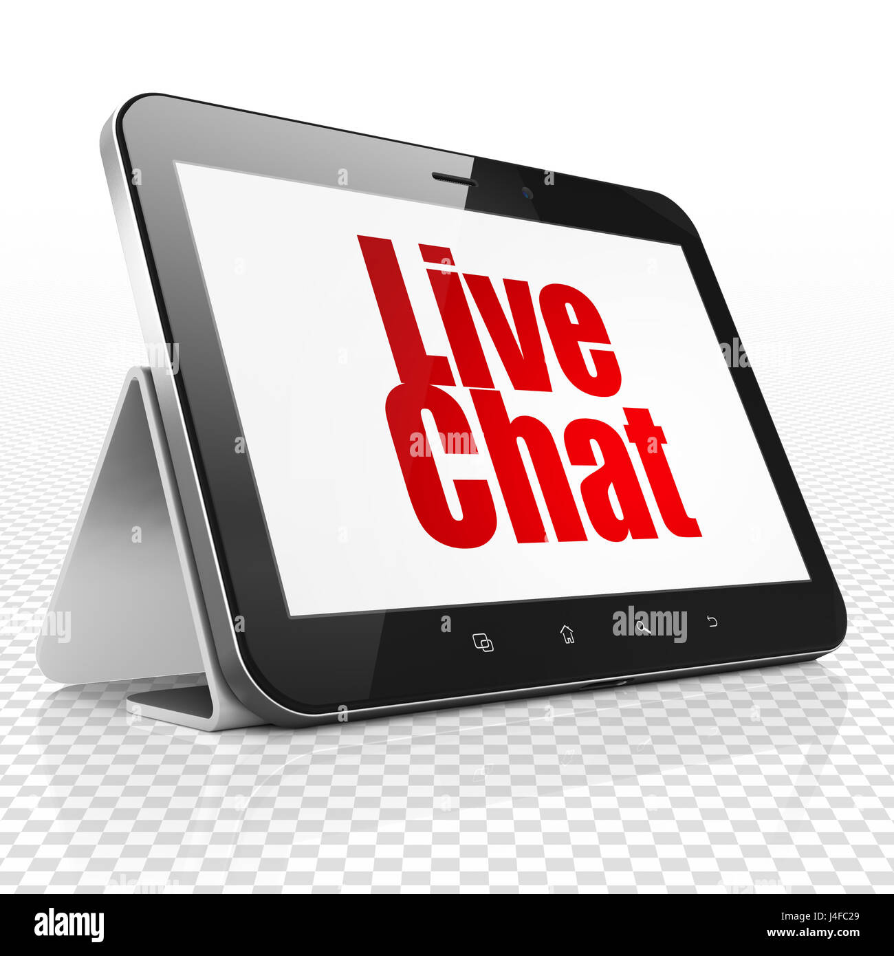 Web development concept: Tablet Computer with Live Chat on display ...