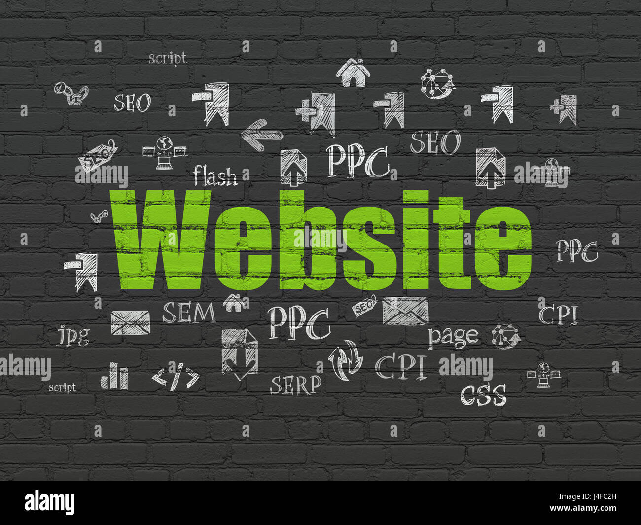 Web development concept: Website on wall background Stock Photo - Alamy