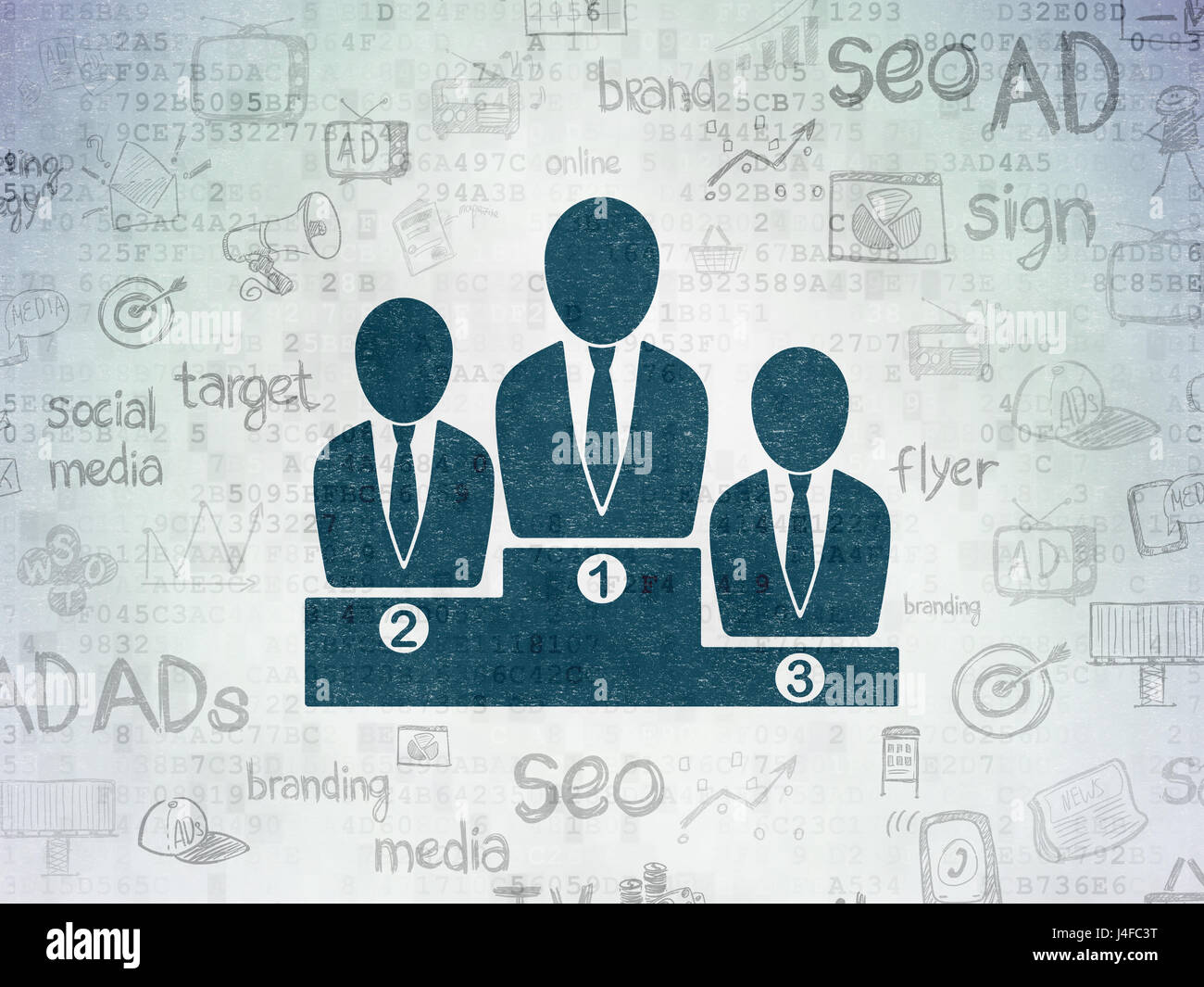 Marketing concept: Business Team on Digital Data Paper background Stock ...