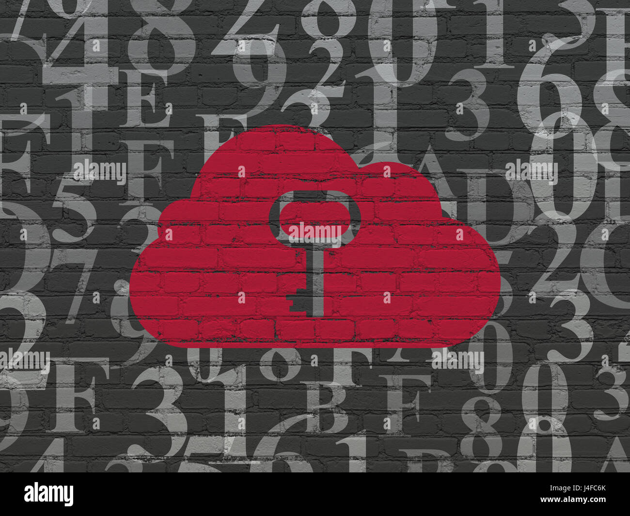 Cloud technology concept: Cloud With Key on wall background Stock Photo ...