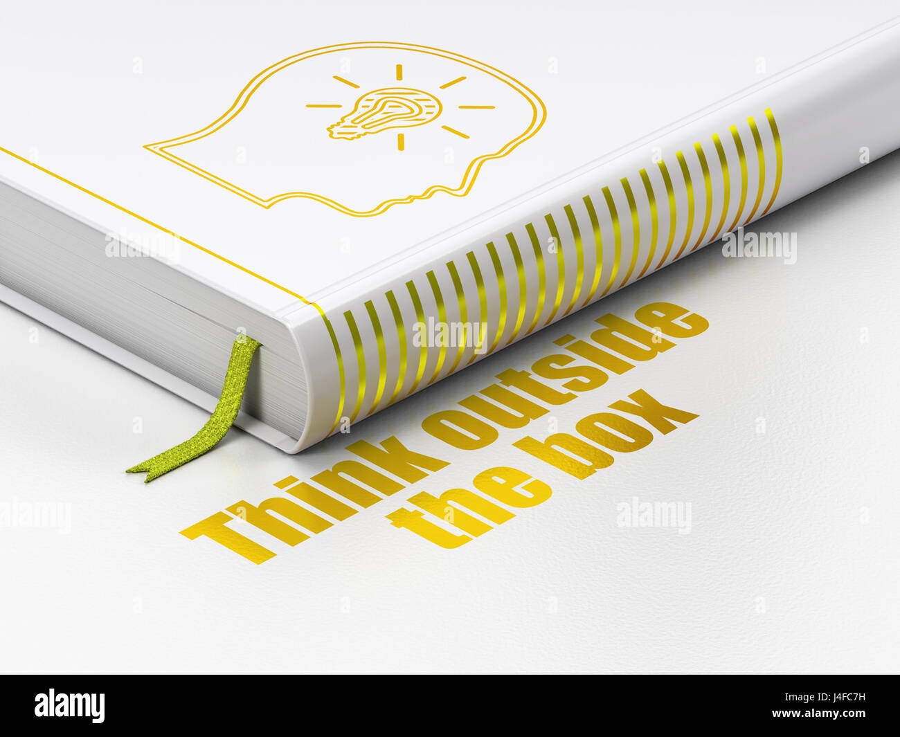 Learning concept: book Head With Lightbulb, Think outside The box on ...
