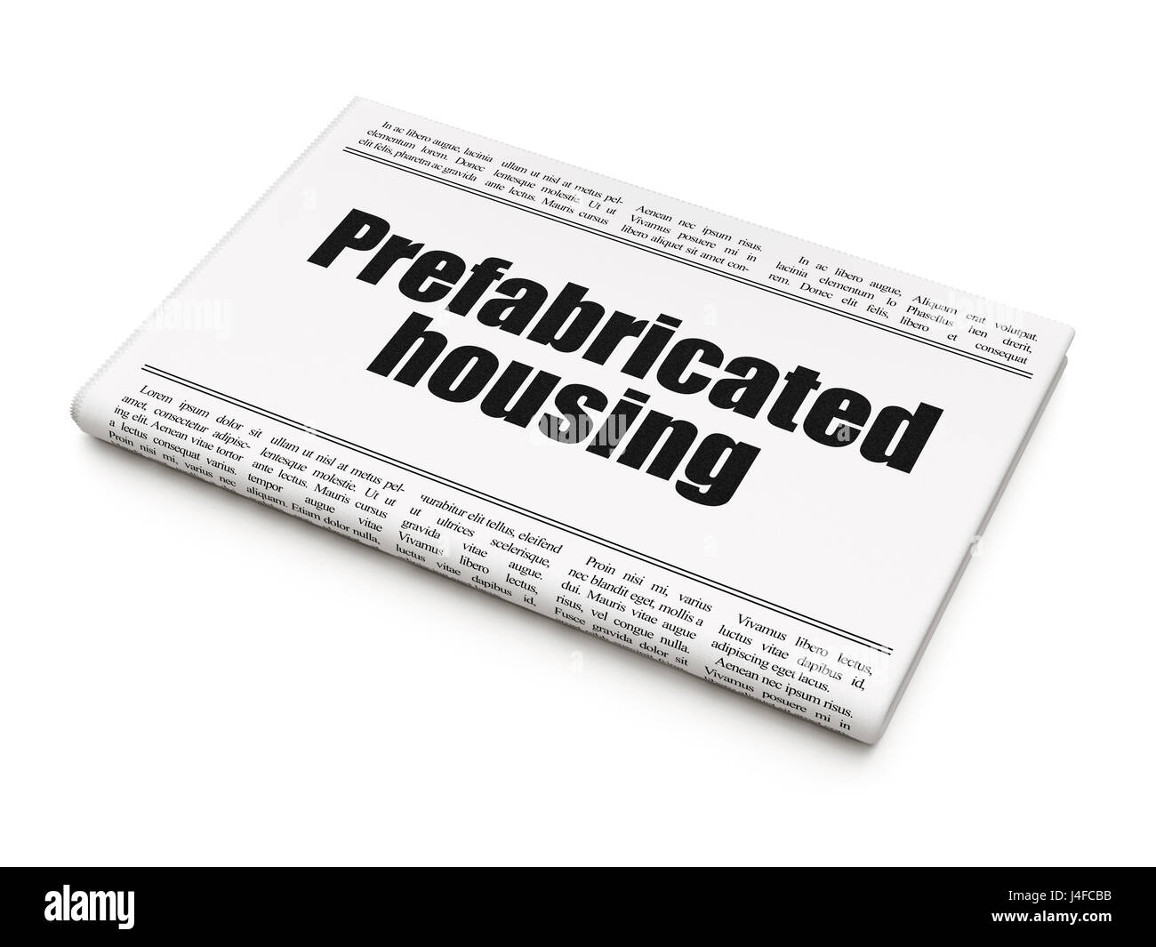 Building construction concept: newspaper headline Prefabricated Housing ...