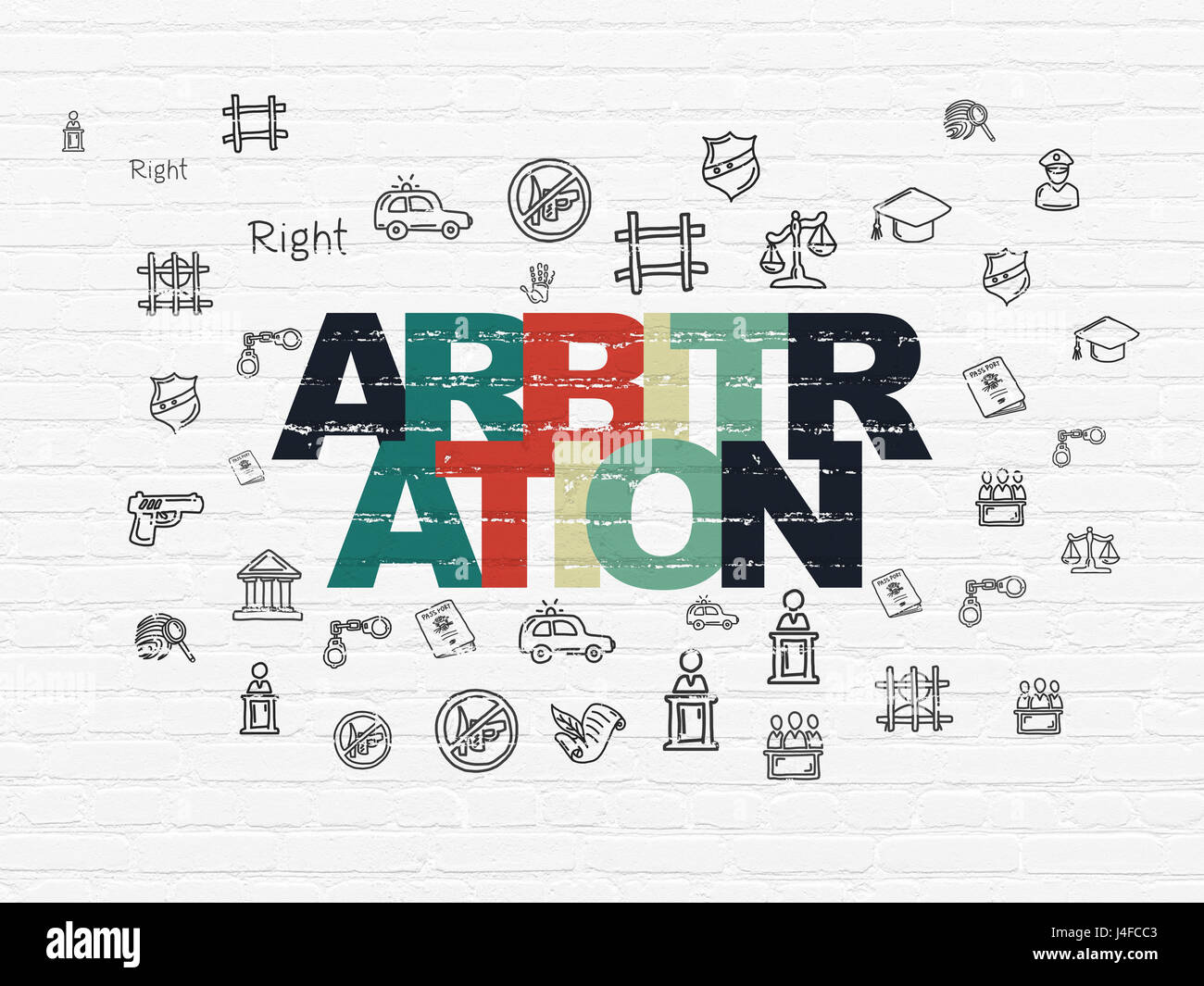 Law concept: Arbitration on wall background Stock Photo - Alamy