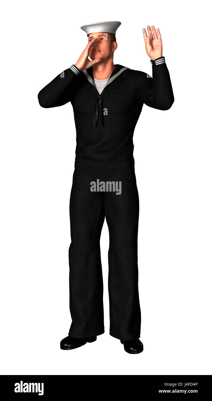 3D rendering of a young seaman isolated on white background Stock Photo ...