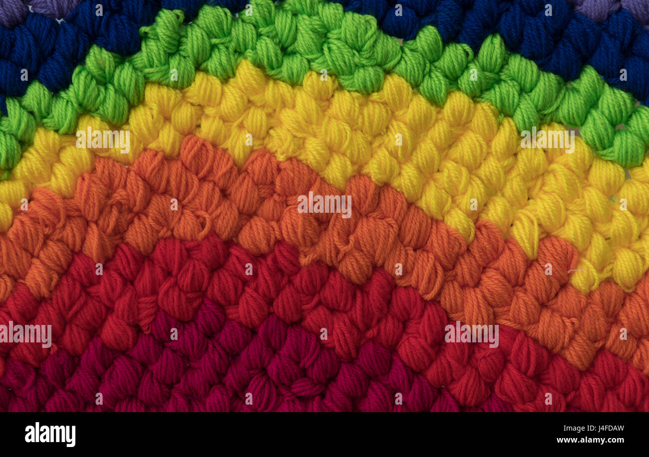 Some wonderful bright colors in this crochet mat Stock Photo - Alamy