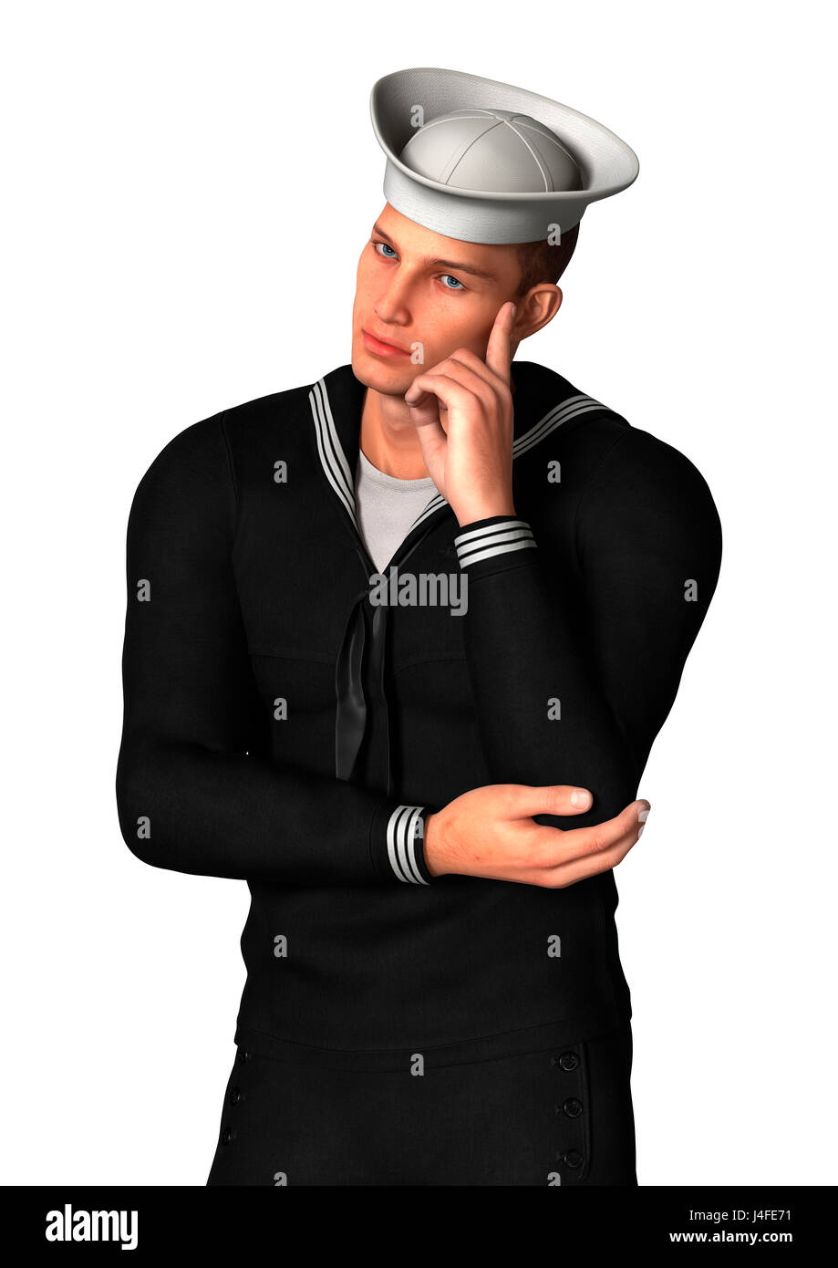 3D rendering of a young seaman isolated on white background Stock Photo ...