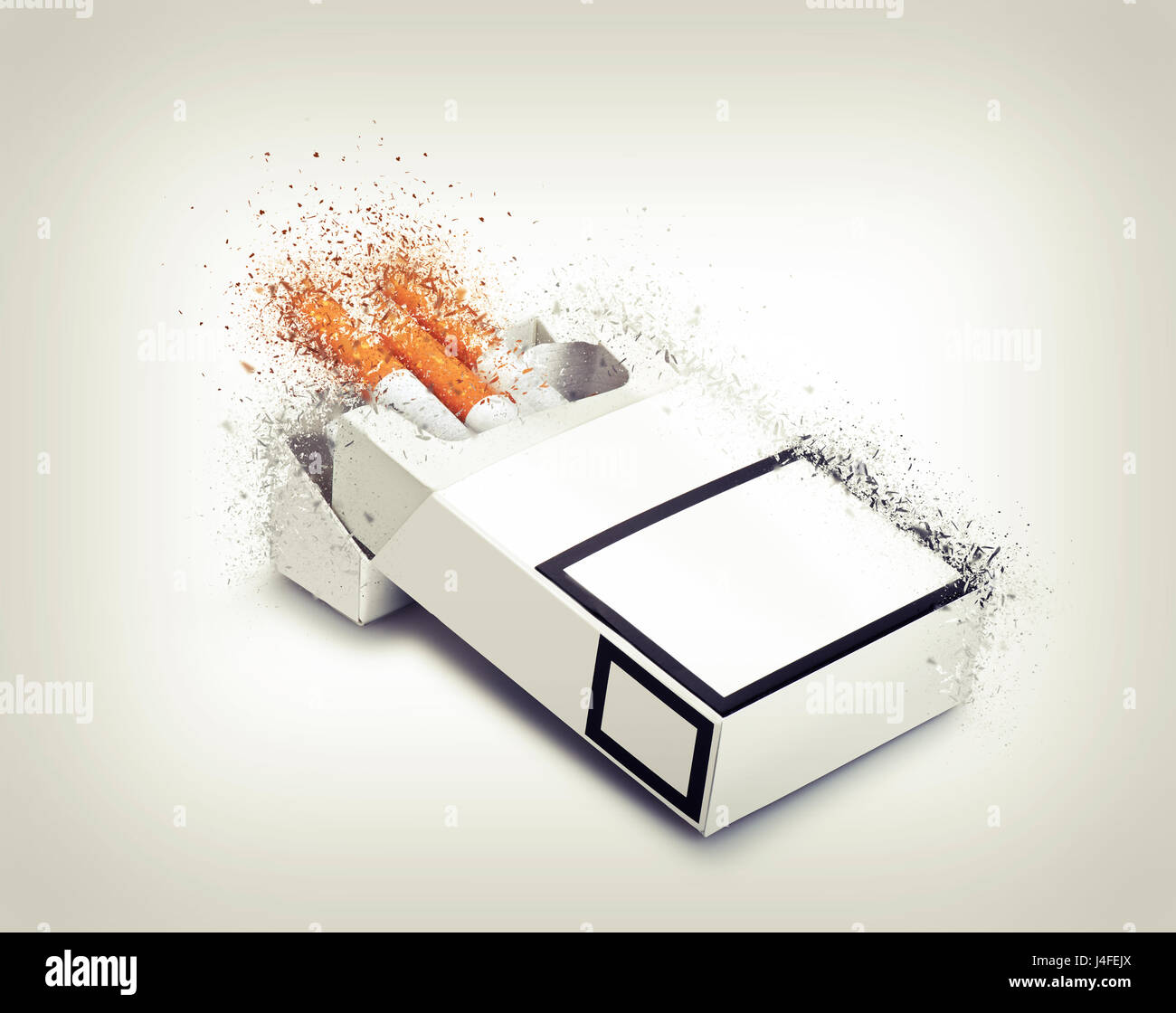 Pack of cigarettes exploded on gradient background Stock Photo - Alamy