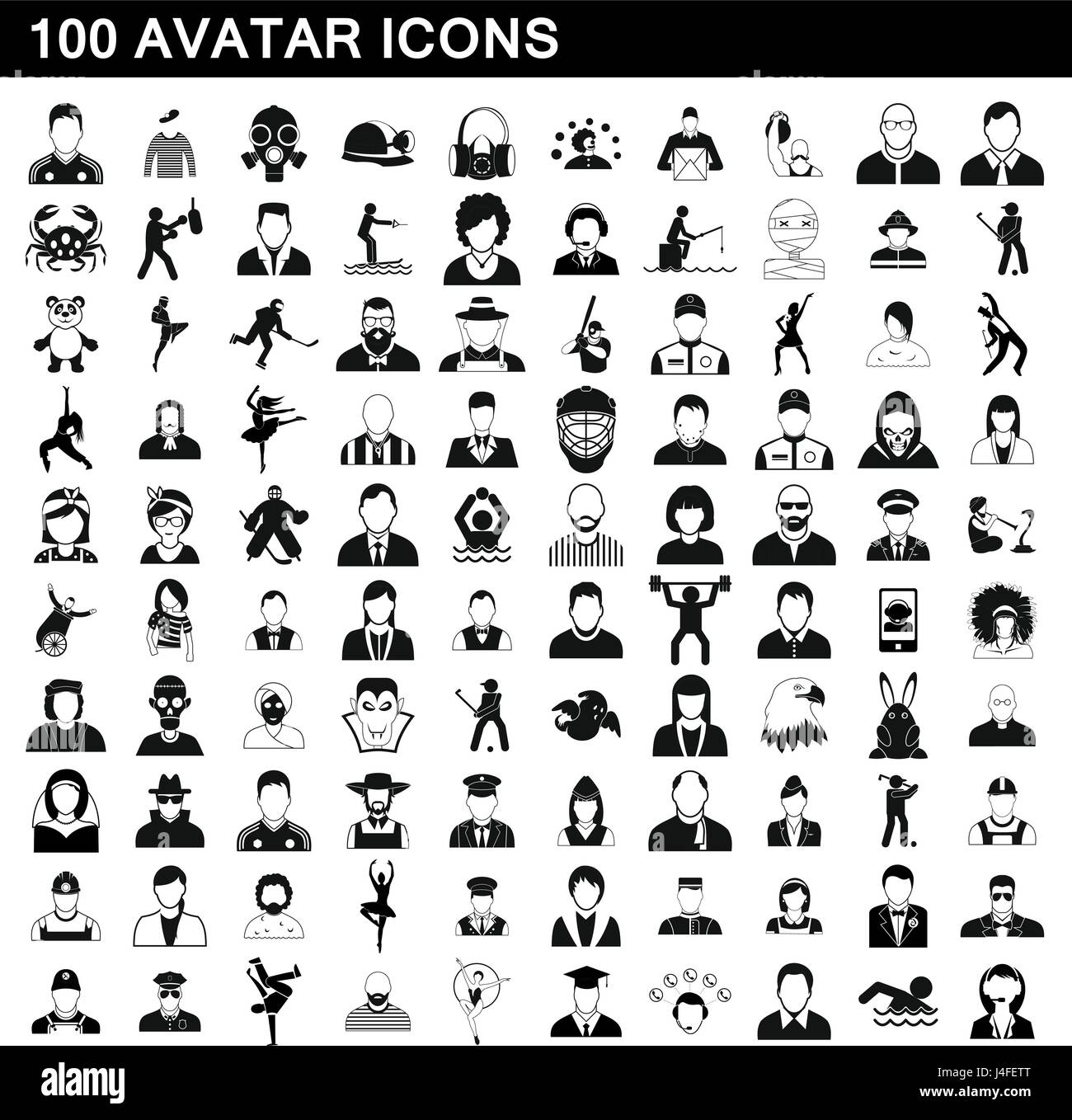100 avatar icons set, simple style Stock Vector Image & Art - Alamy