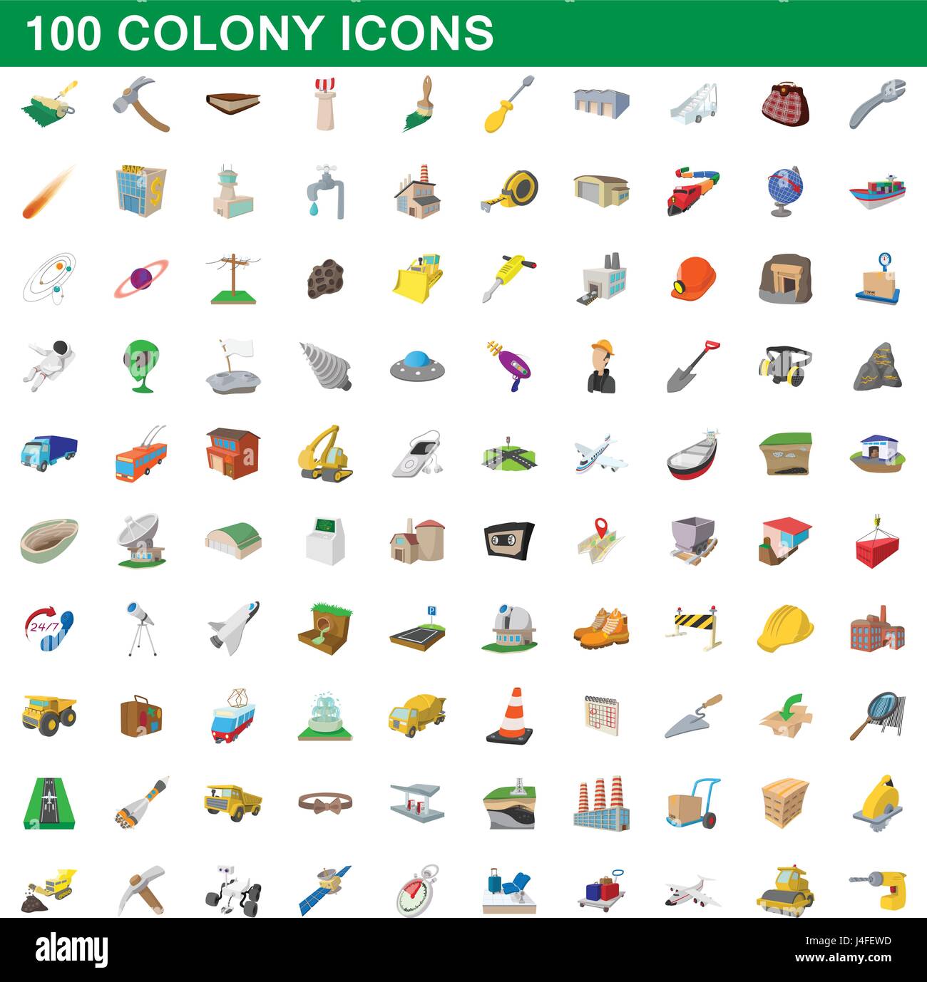 100 colony icons set, cartoon style Stock Vector Image & Art - Alamy