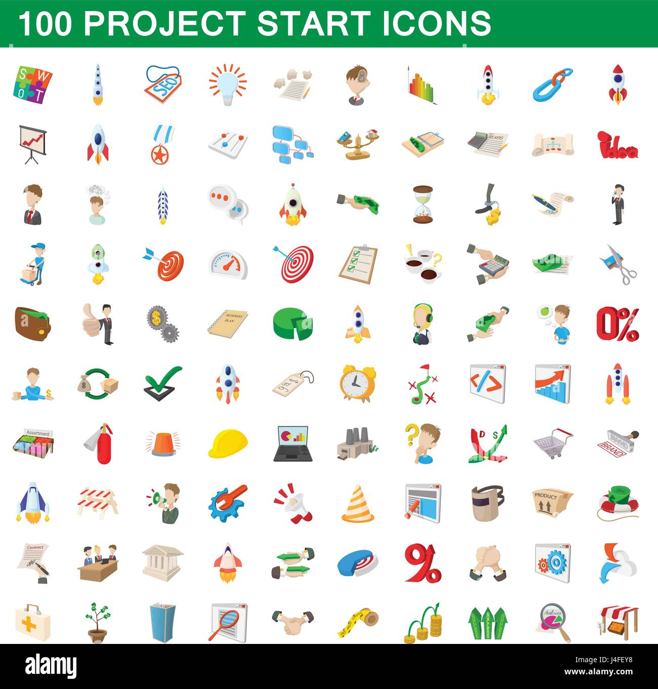 100 project start icons set, cartoon style Stock Vector Image & Art - Alamy
