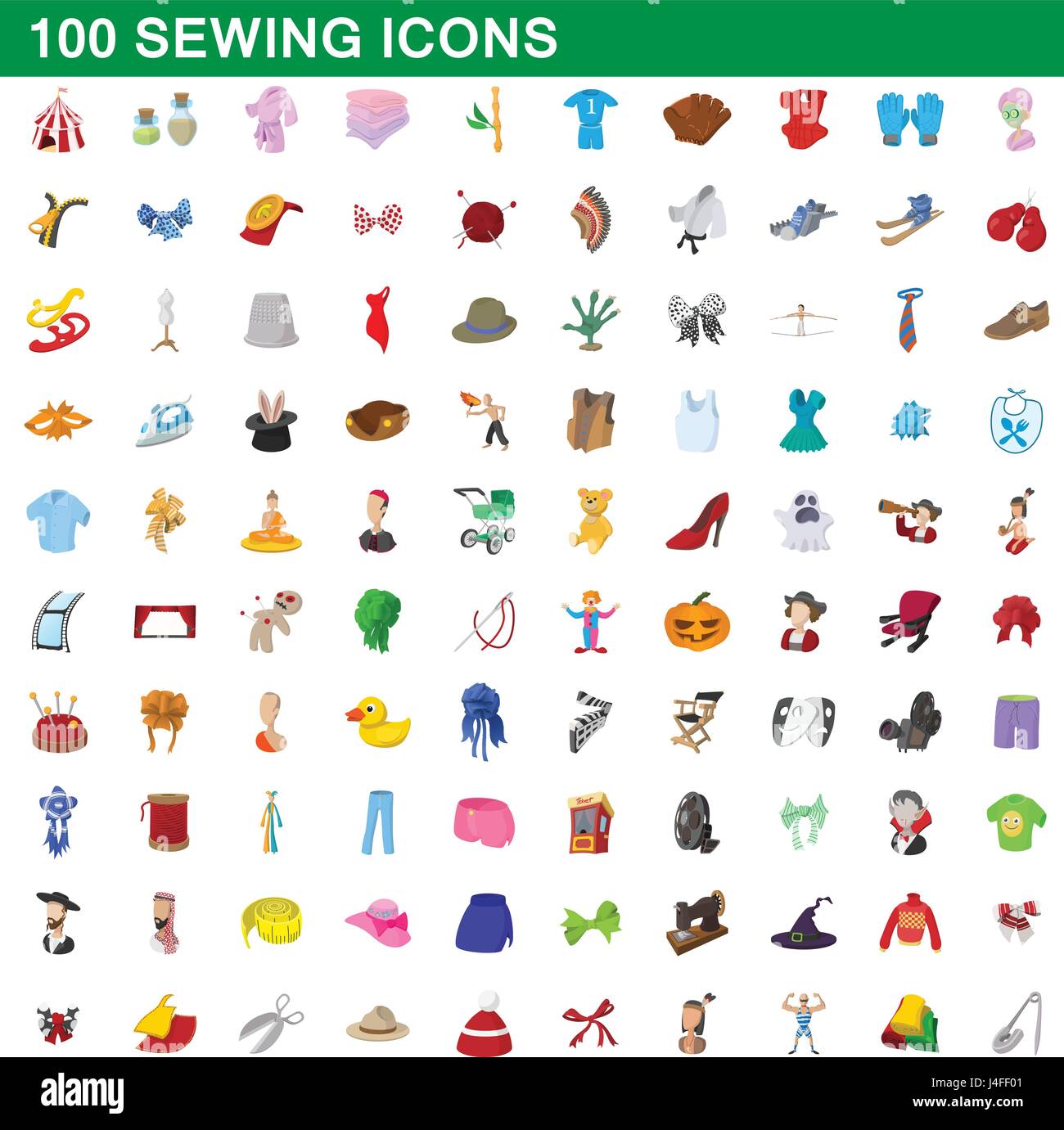 100 sewing icons set, cartoon style Stock Vector Image & Art - Alamy