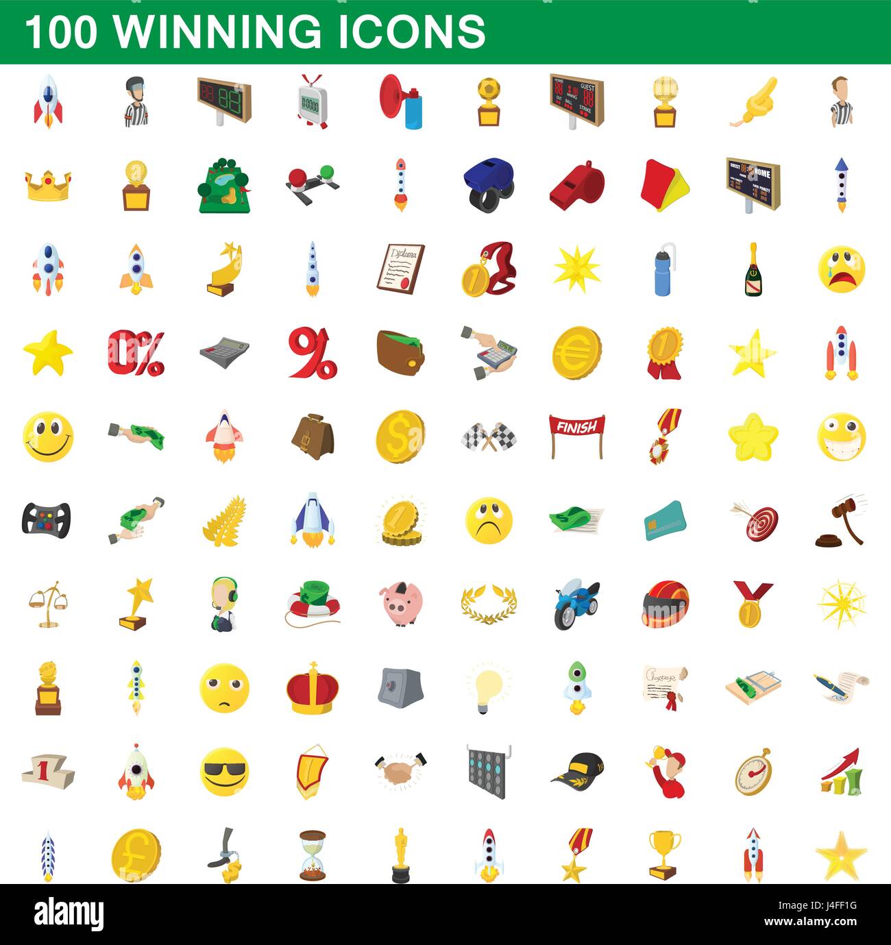 100 winning icons set, cartoon style Stock Vector Image & Art - Alamy