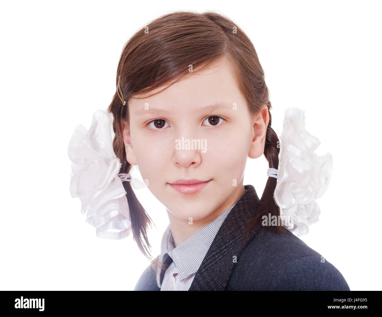 Teenage girl high school student headshot. Girl isolated on white Stock ...