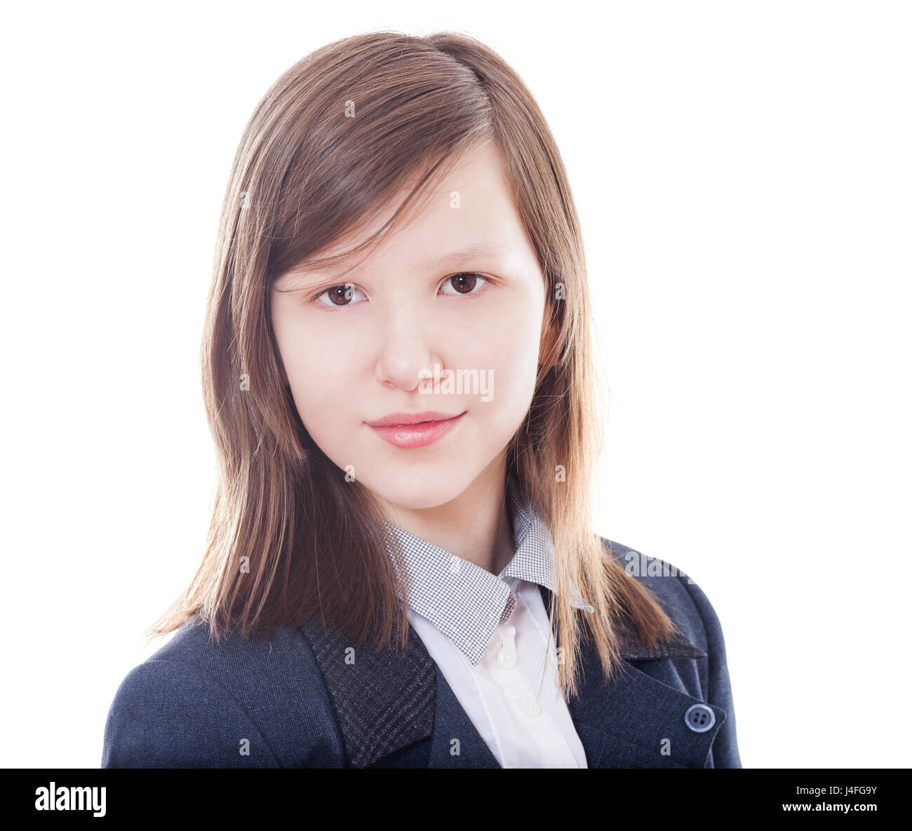 Calm and smug teen high school student isolated Stock Photo - Alamy