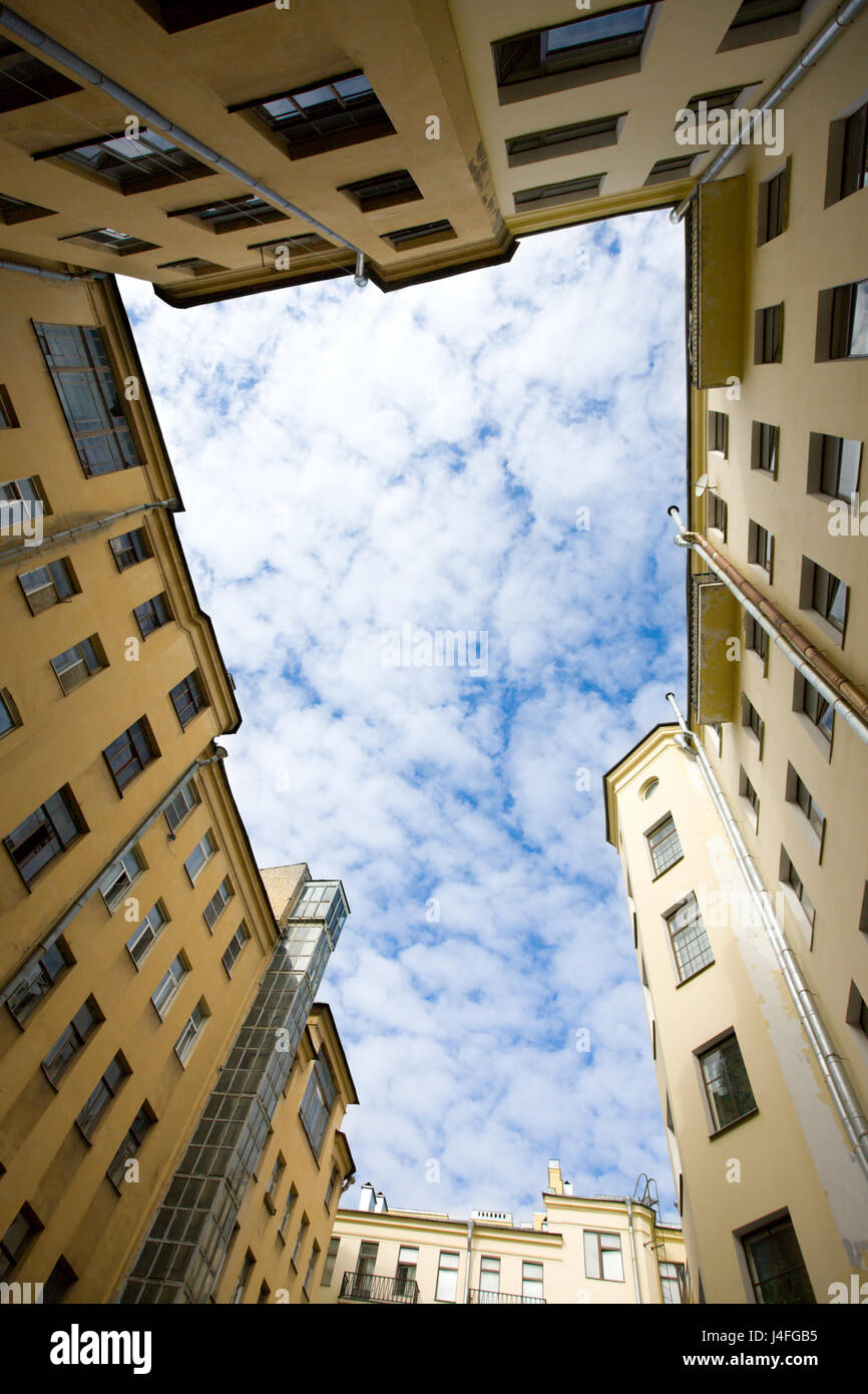 Closed courtyard and sky The bottom view upwards Stock Photo - Alamy