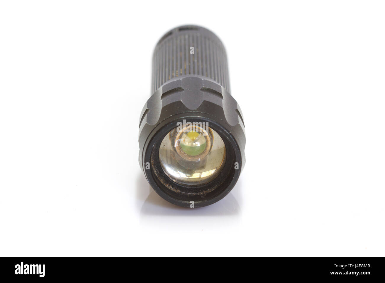 flashlight black color isolated background closeup Stock Photo - Alamy
