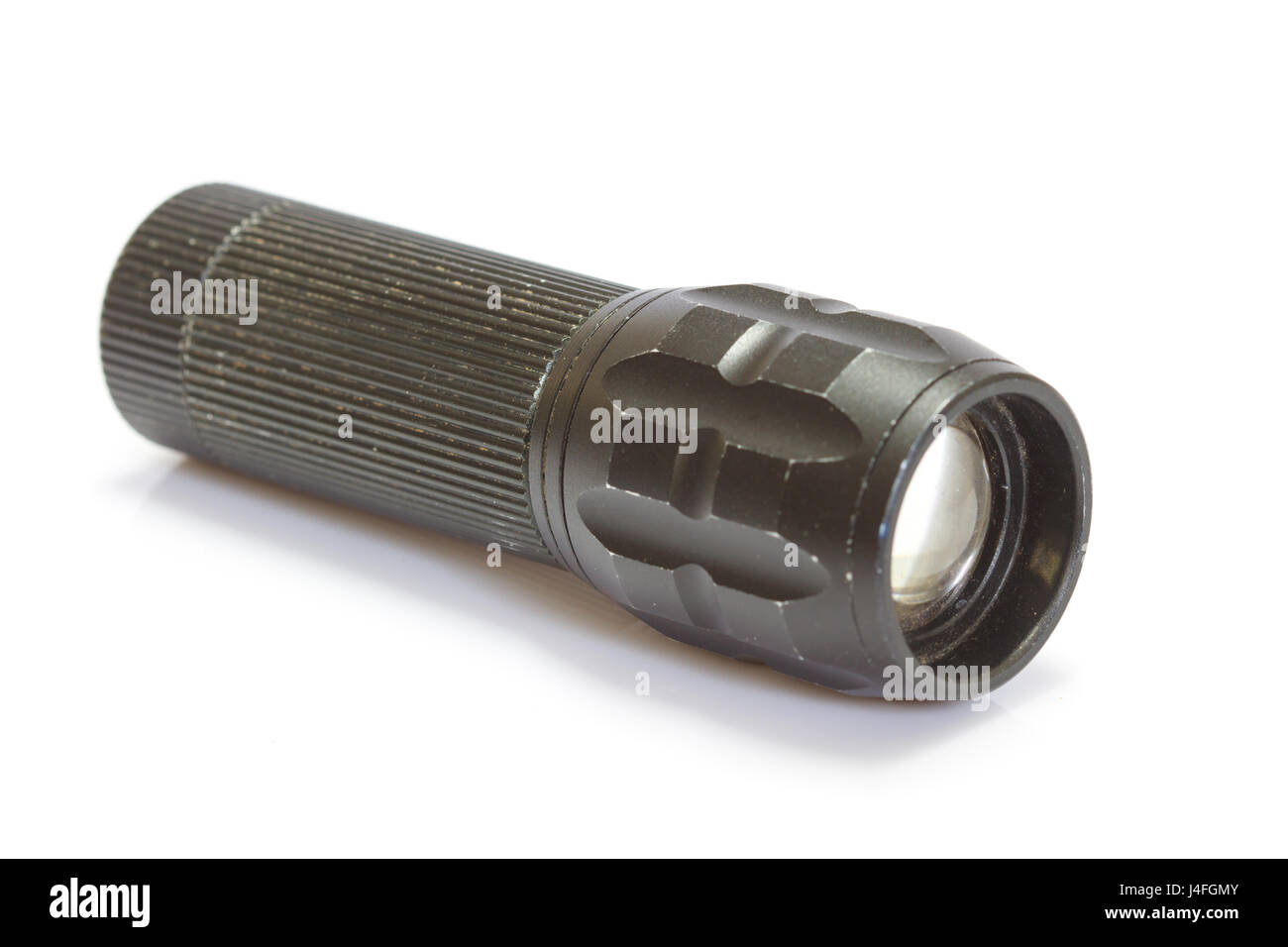 flashlight black color isolated background closeup Stock Photo - Alamy