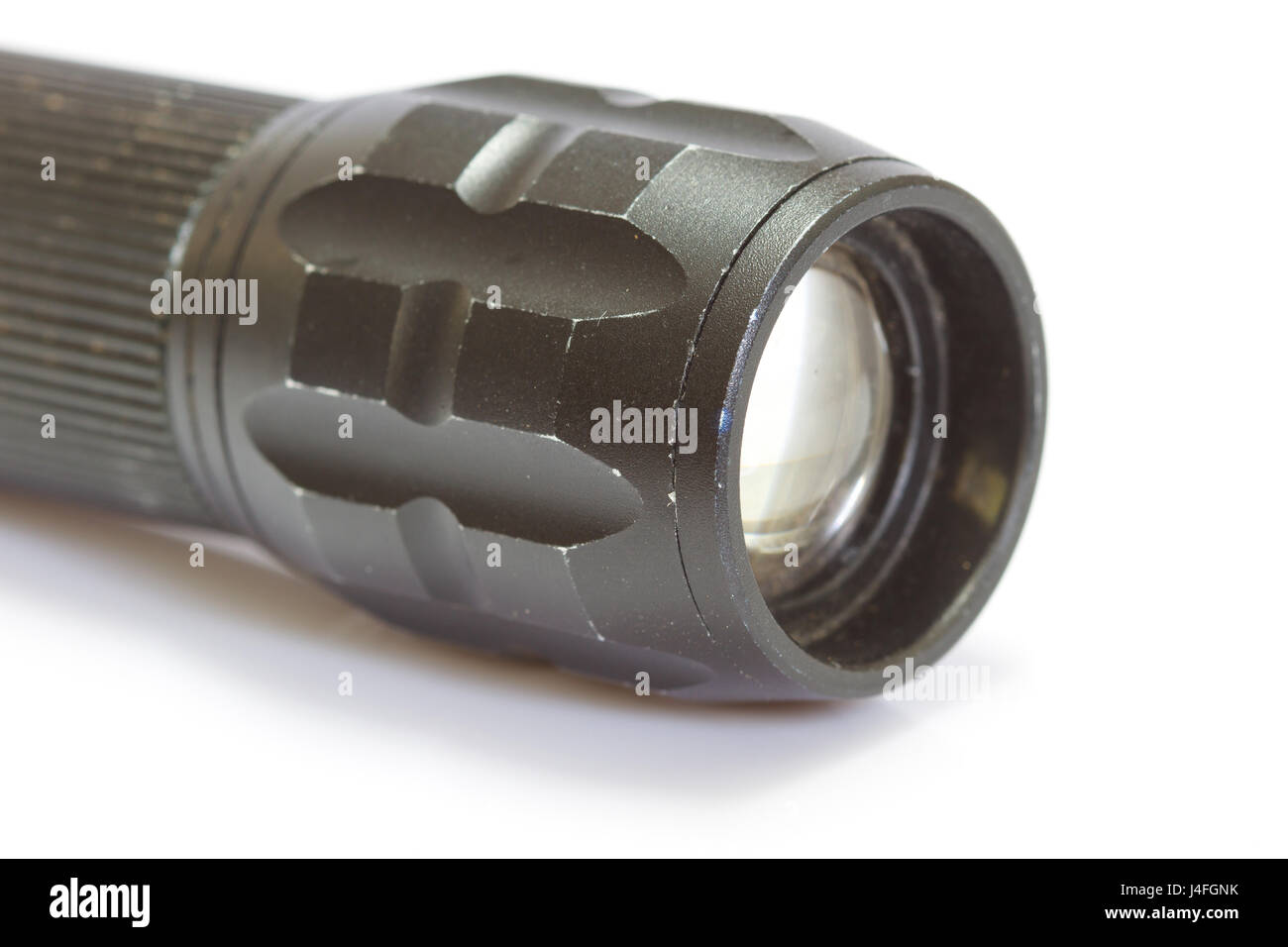 flashlight black color isolated background closeup Stock Photo - Alamy