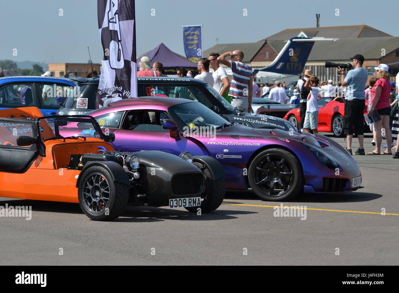 Car display at Yeovilton Air Show, Royal Naval Air Station near Yeovil ...