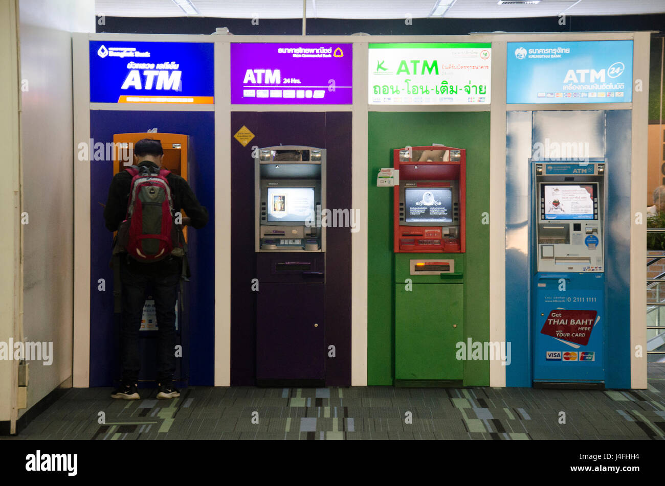 Many cash machine or ATM for Thai people and foreigner travelers make a ...