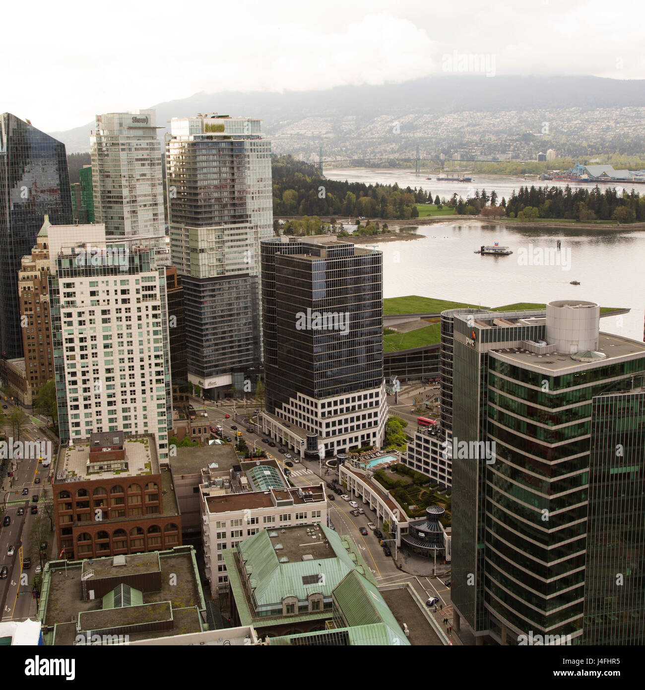 Highrise buildings in Vancouver, Canada. The buildings stand in the ...