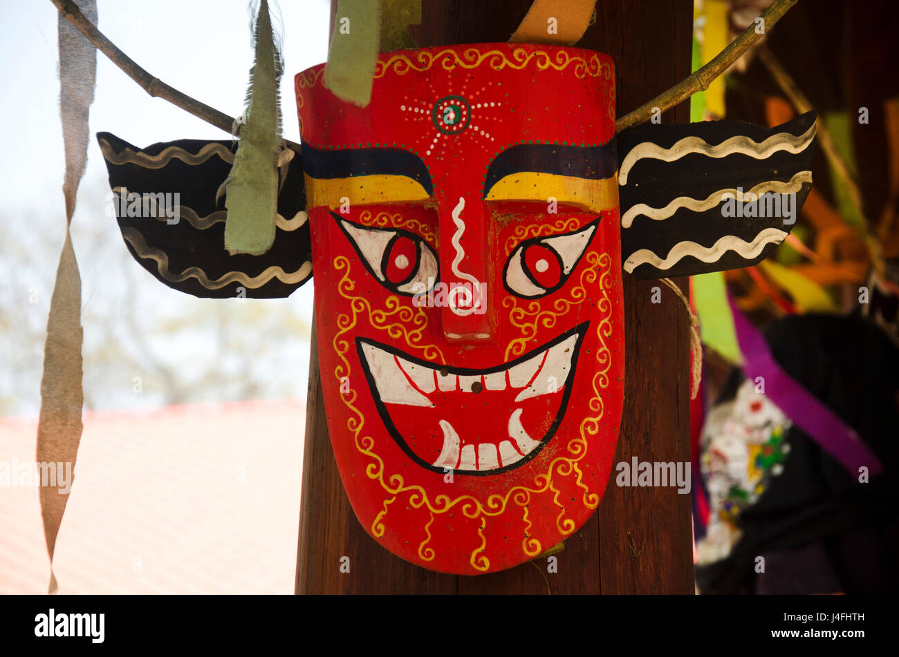Masks and costume Phi Kon Nam or tradition of ghost carriage water for ...