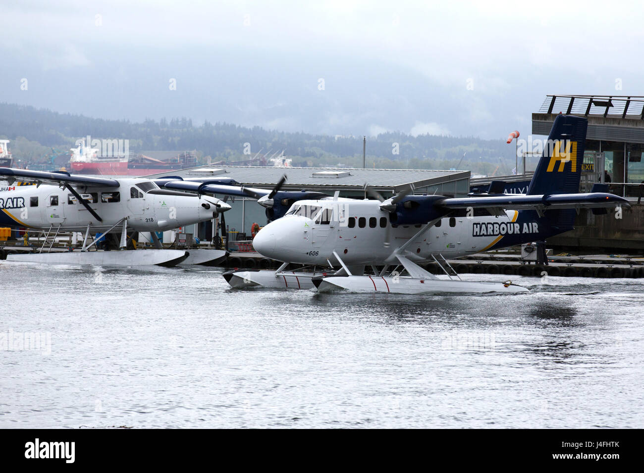 A Harbour Air float plane in Vancouver, Canada. Planes land and take ...