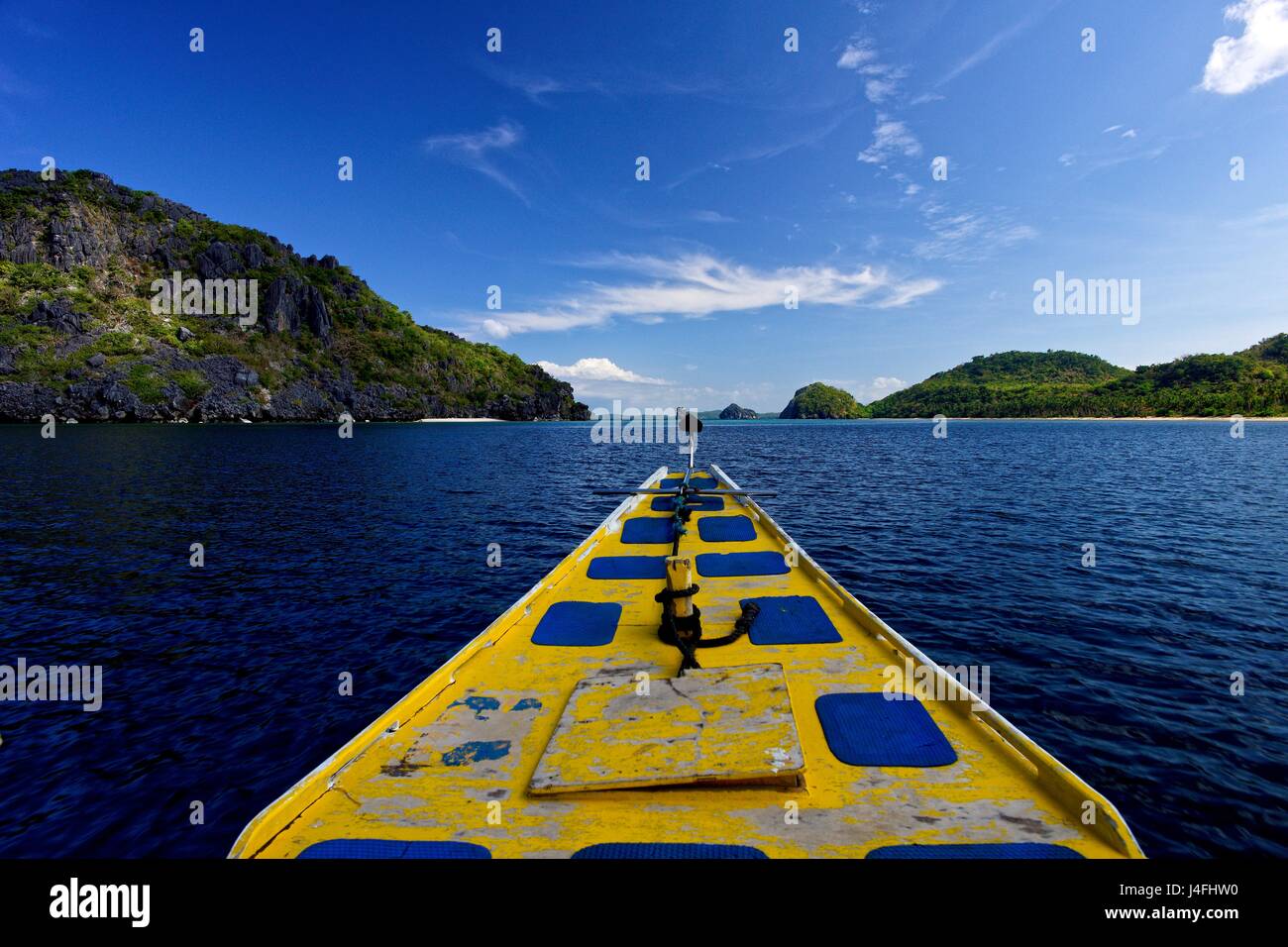 Boat navigating through the small islands in Palawan, Philippines Stock ...
