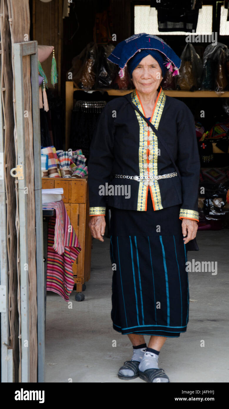 Thai women senior Tai Dam people wear costume traditional for take ...
