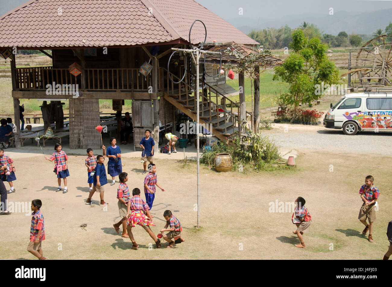 Thai student visit and educational tour at Tai Dam ethnic museum house ...