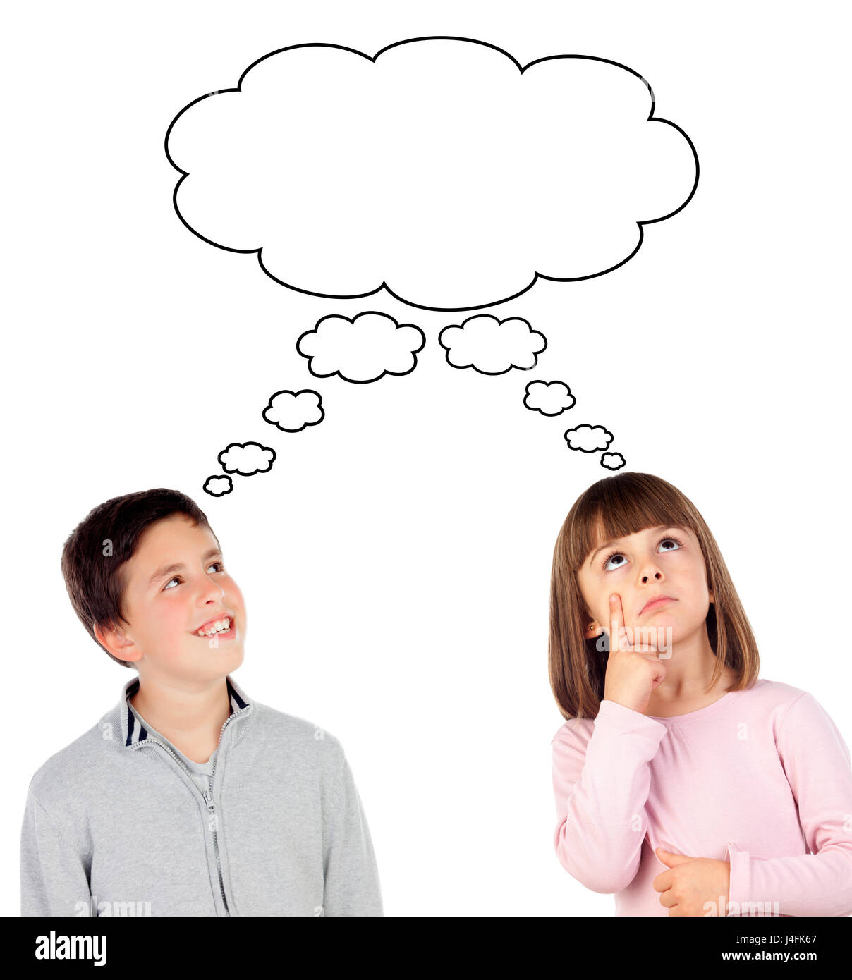 Pensive children isolated on a white background Stock Photo - Alamy