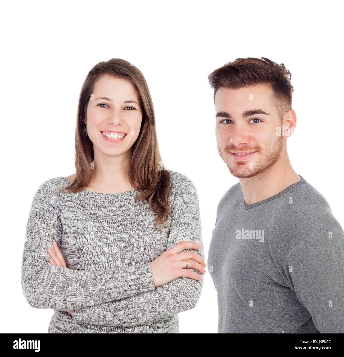 Beautiful girl and handsome guy isolated on a white background Stock ...