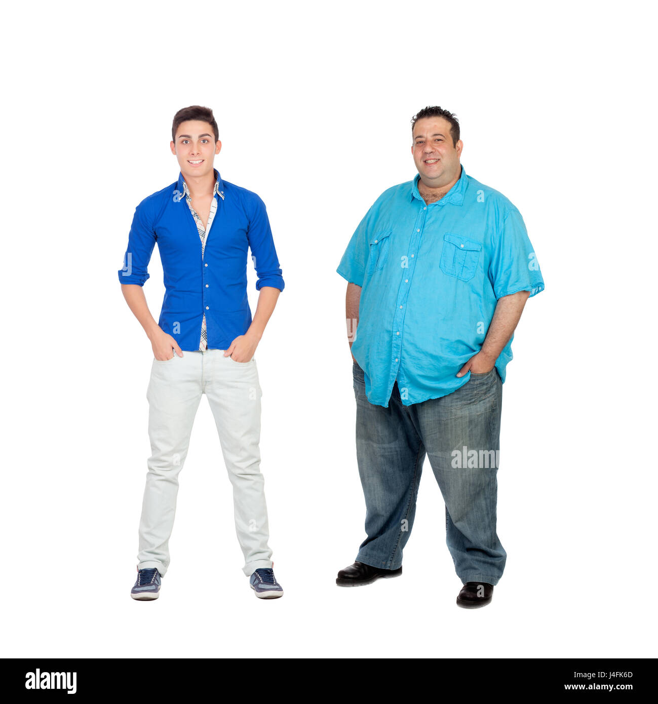 Two men with different complexion isolated on a white background Stock ...