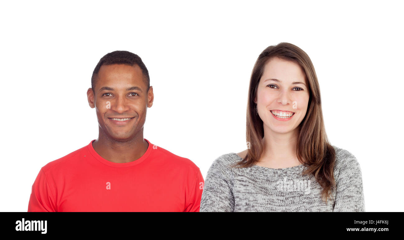 Beautiful girl and handsome guy isolated on a white background Stock ...