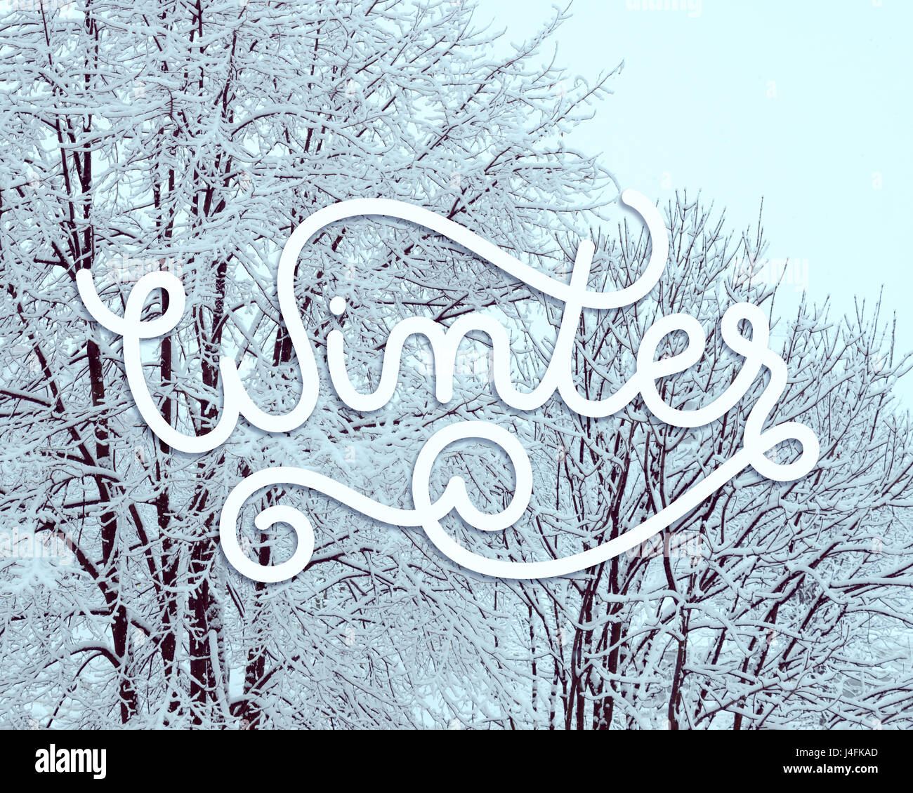 Winter landscape with hand lettering. Marker calligraphy Stock Photo ...