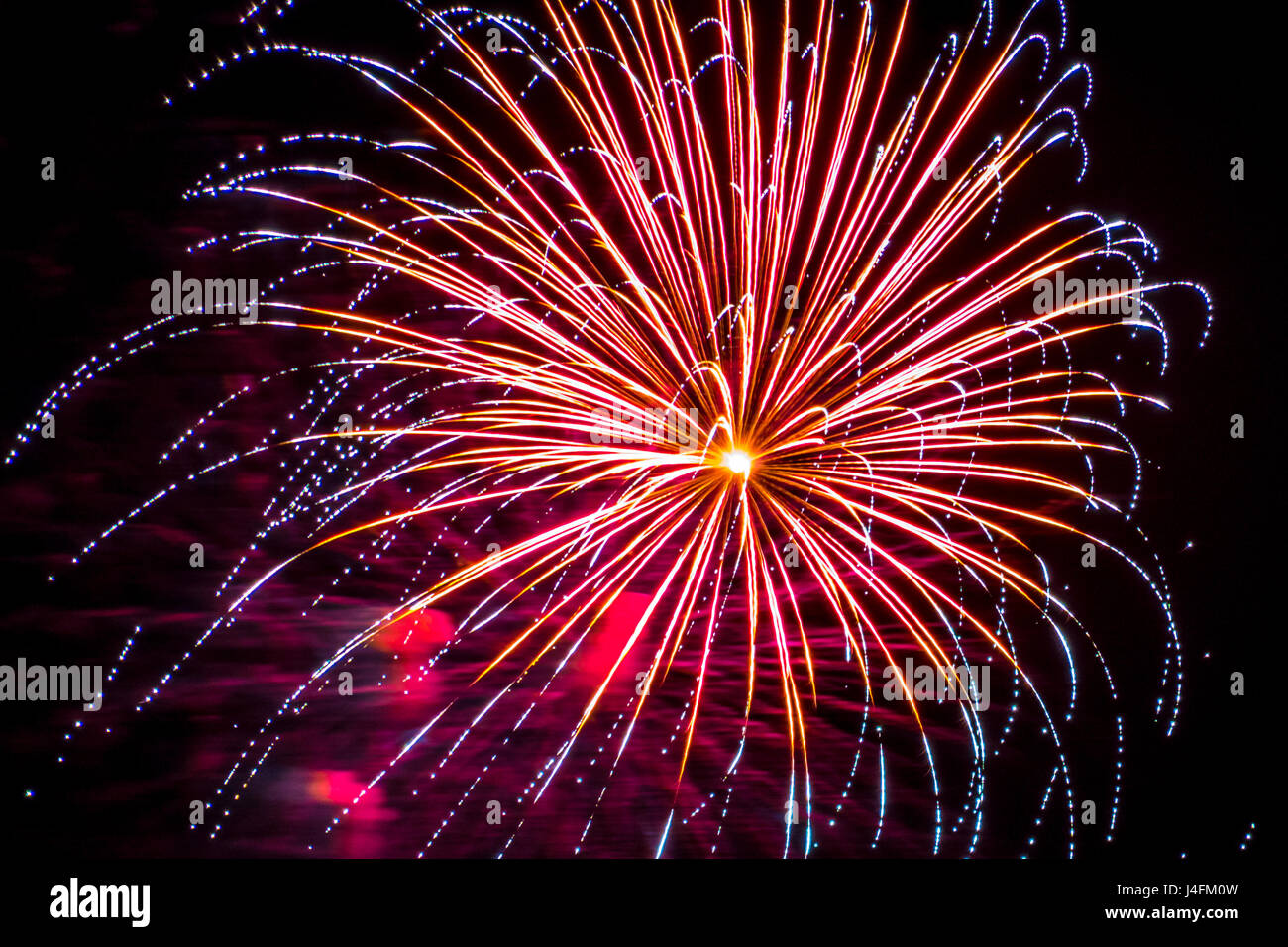 Firework fireworks celebration blue spikes red purple yellow Stock ...