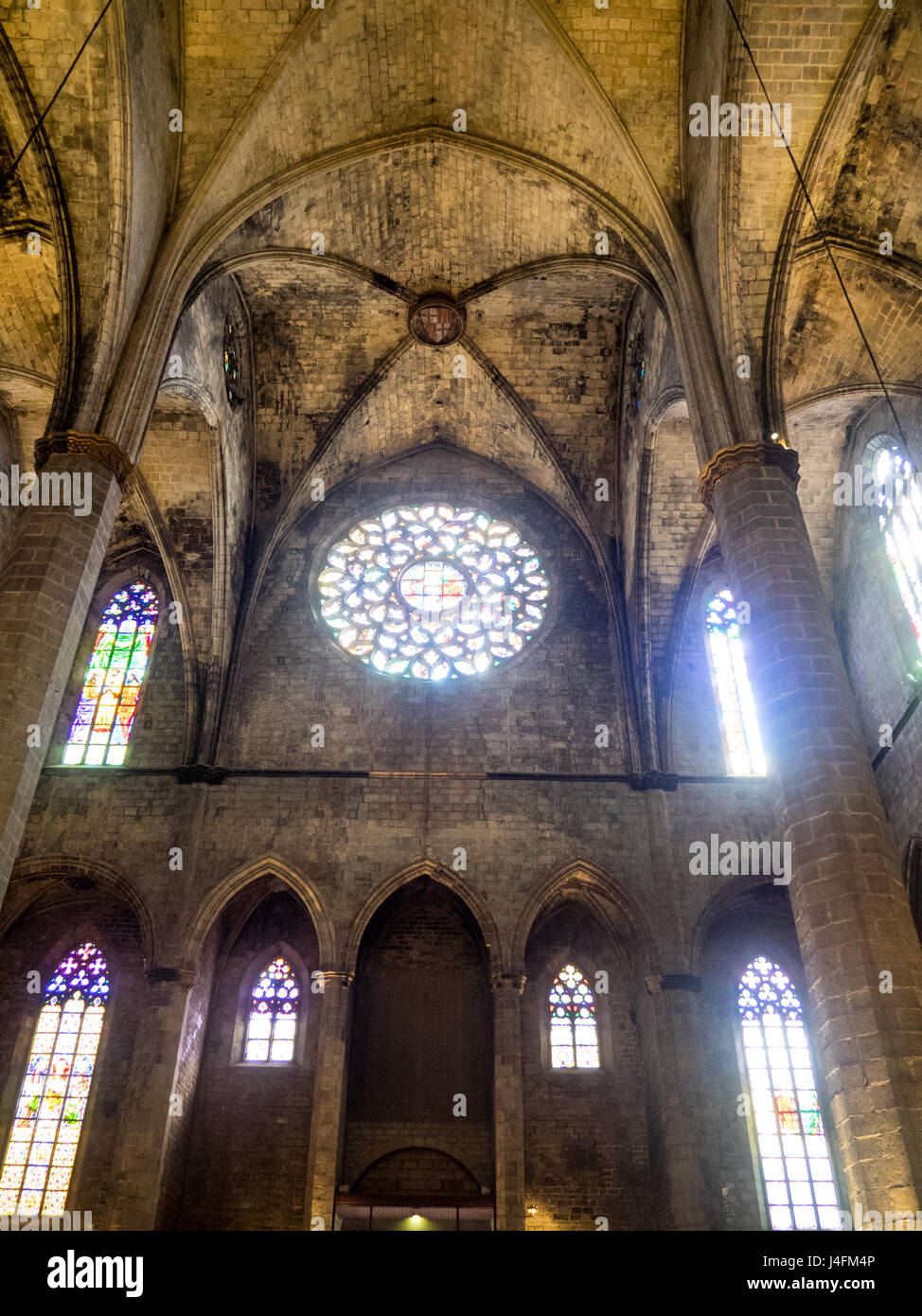 Interior of Basilica de Santa Maria del Mar in the Gothic Quarter of ...