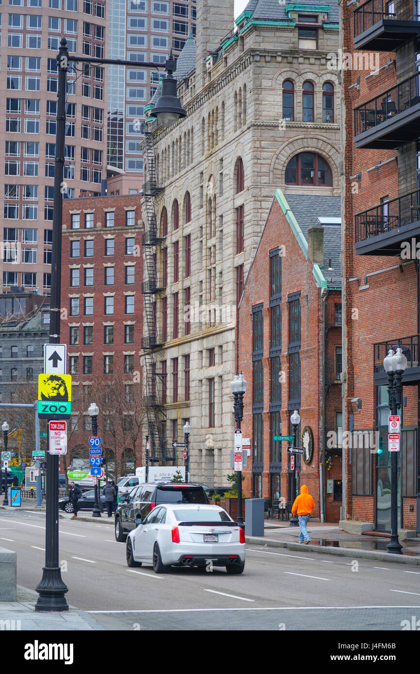 Street view in the City of Boston - BOSTON , MASSACHUSETTS Stock Photo ...