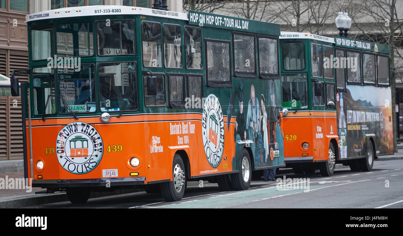 Old Town sightseeing Trolley in Boston - BOSTON , MASSACHUSETTS Stock ...