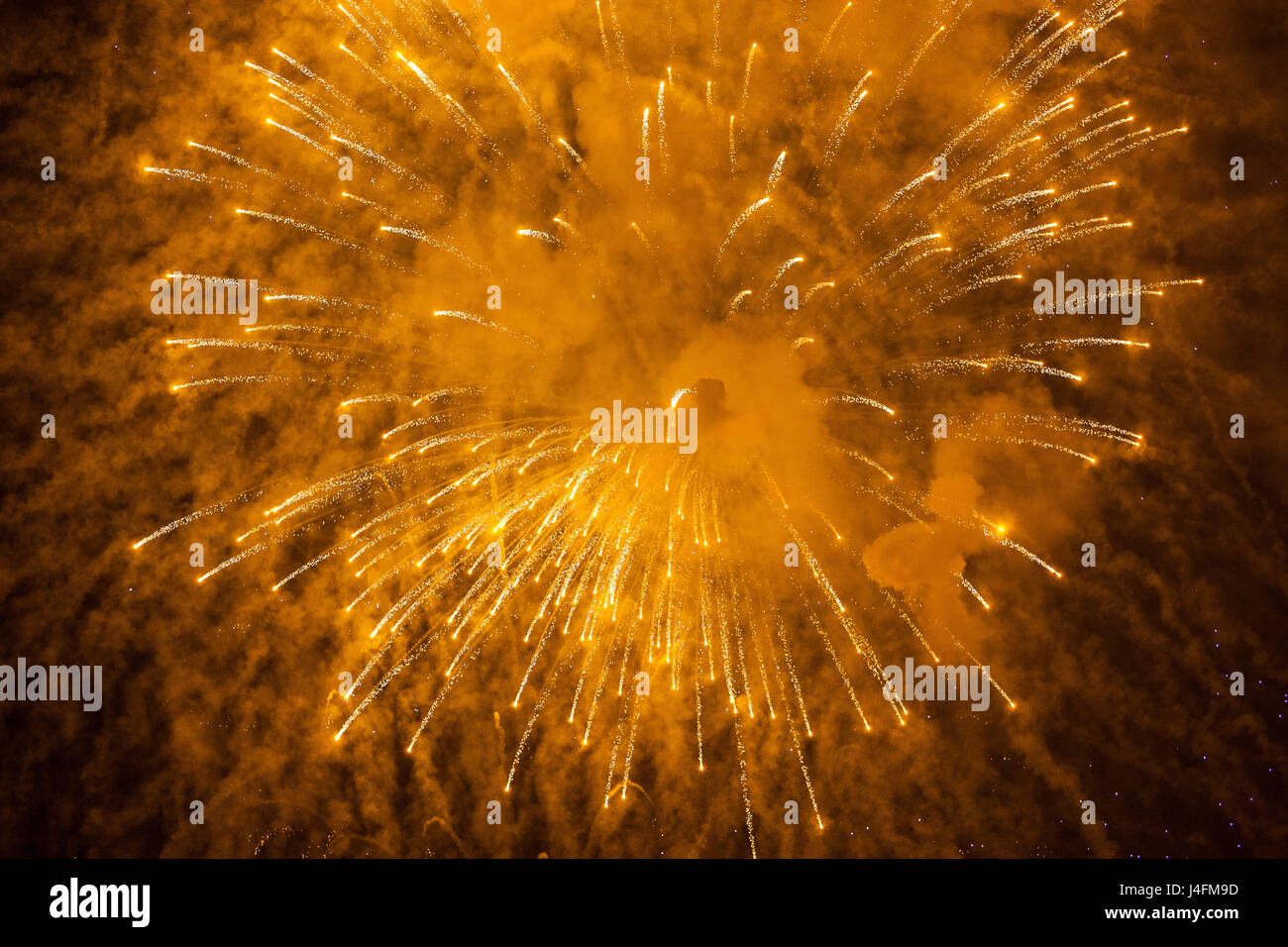 fireworks explosions in the night sky. Close-up. Holiday concept Stock ...