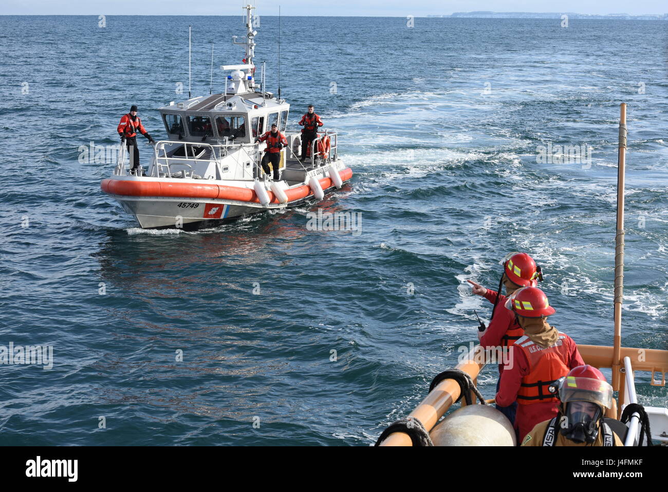 A Coast Guard Station Port Angeles crew aboard a 45-foot Response Boat ...