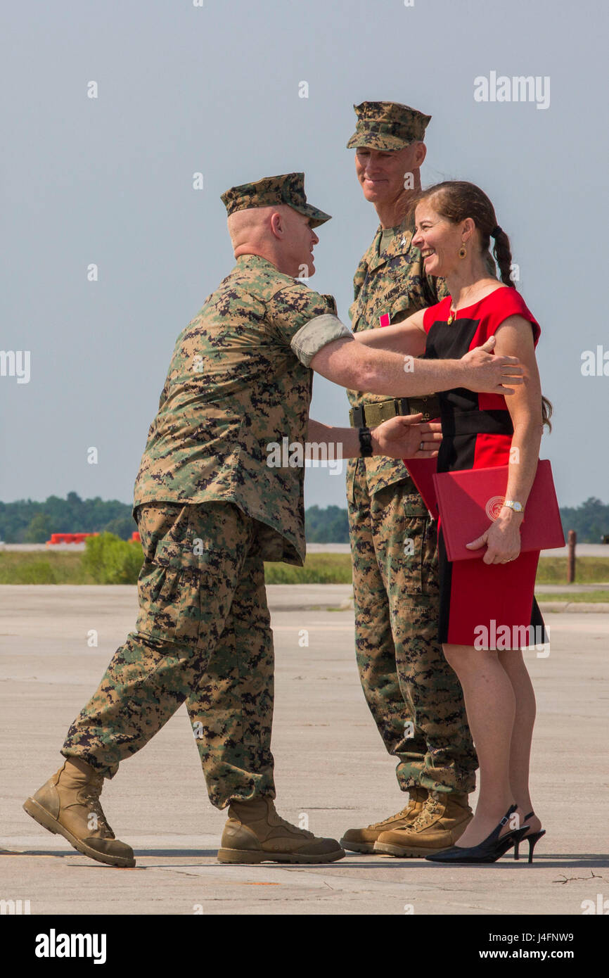 U.S. Marine Corps Brig. Gen. Thomas D. Weidley (left), commanding ...