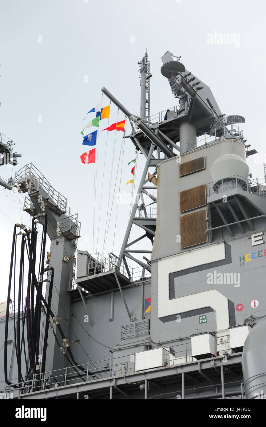 The fourth substitute pennant flies aboard amphibious assault ship USS ...