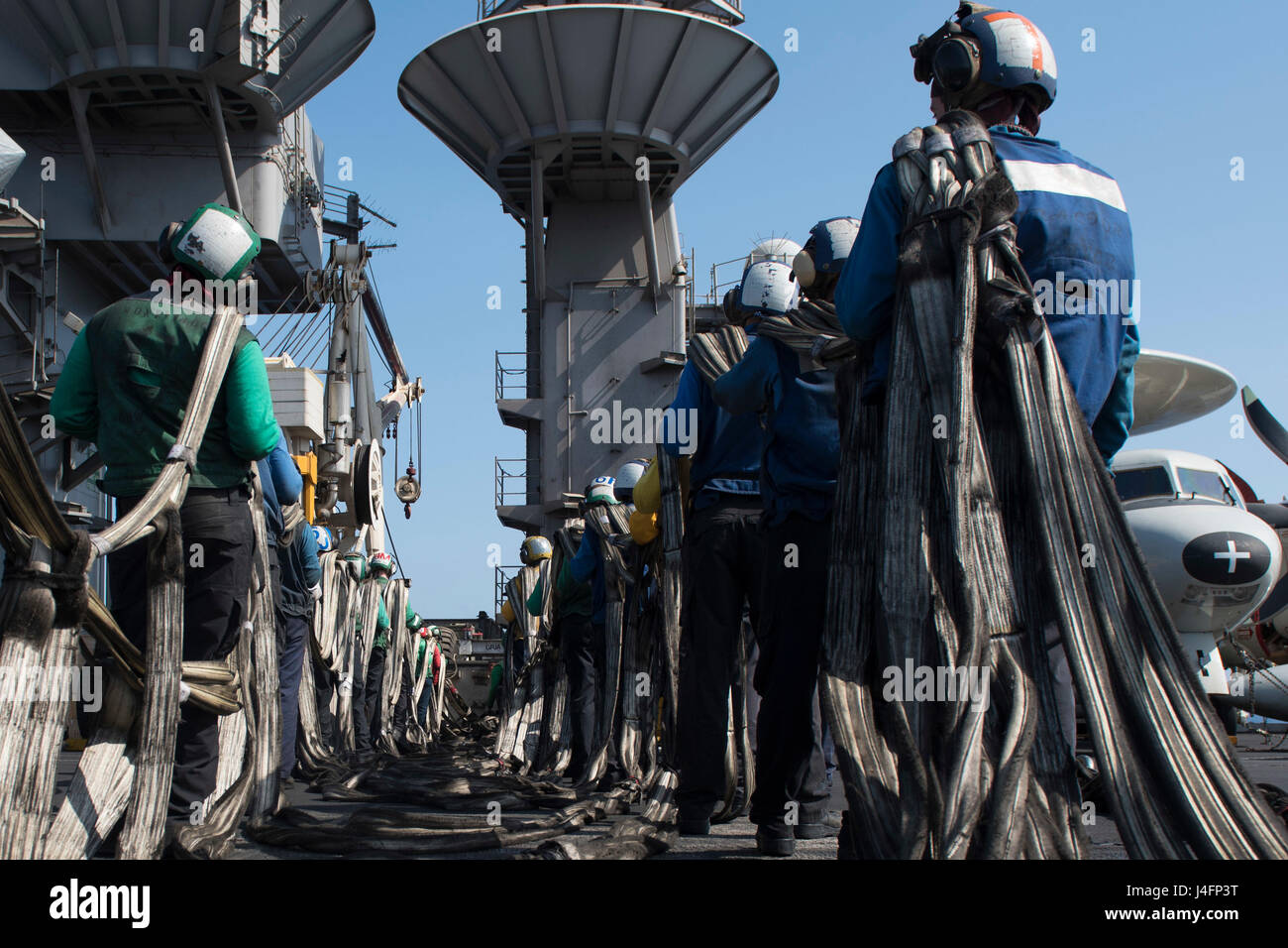 160701-N-UU859-130 MEDITERRANEAN SEA (July 1, 2016) Sailors store and ...