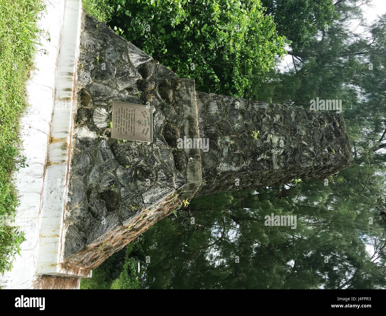 (PELELIU, Republic of Palau) – A World War II memorial sits atop of a ...