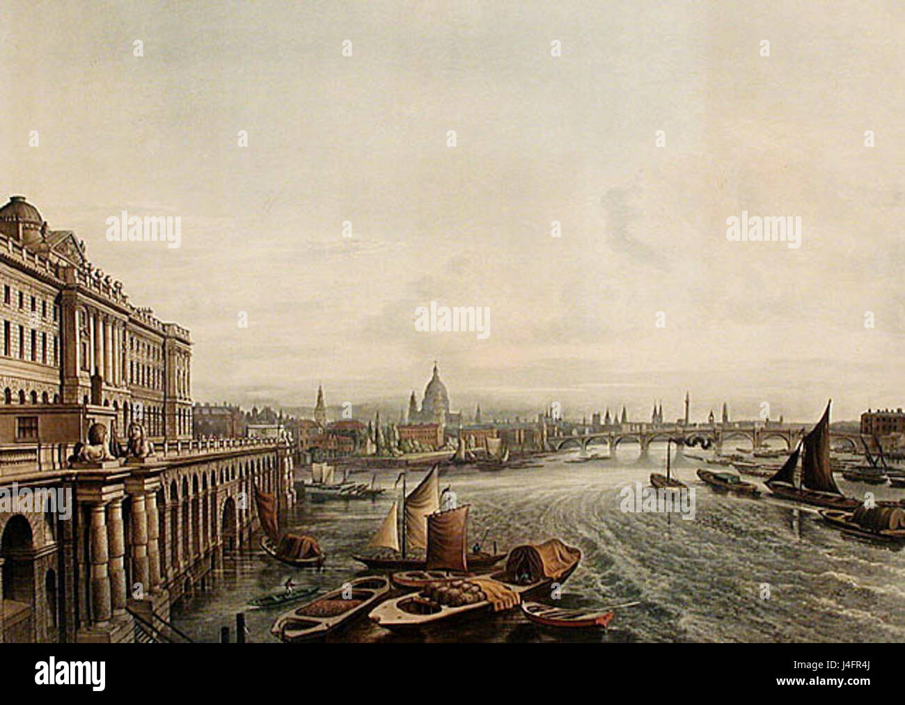 Somerset House in London, shown in an 1817 edited version, likely ...
