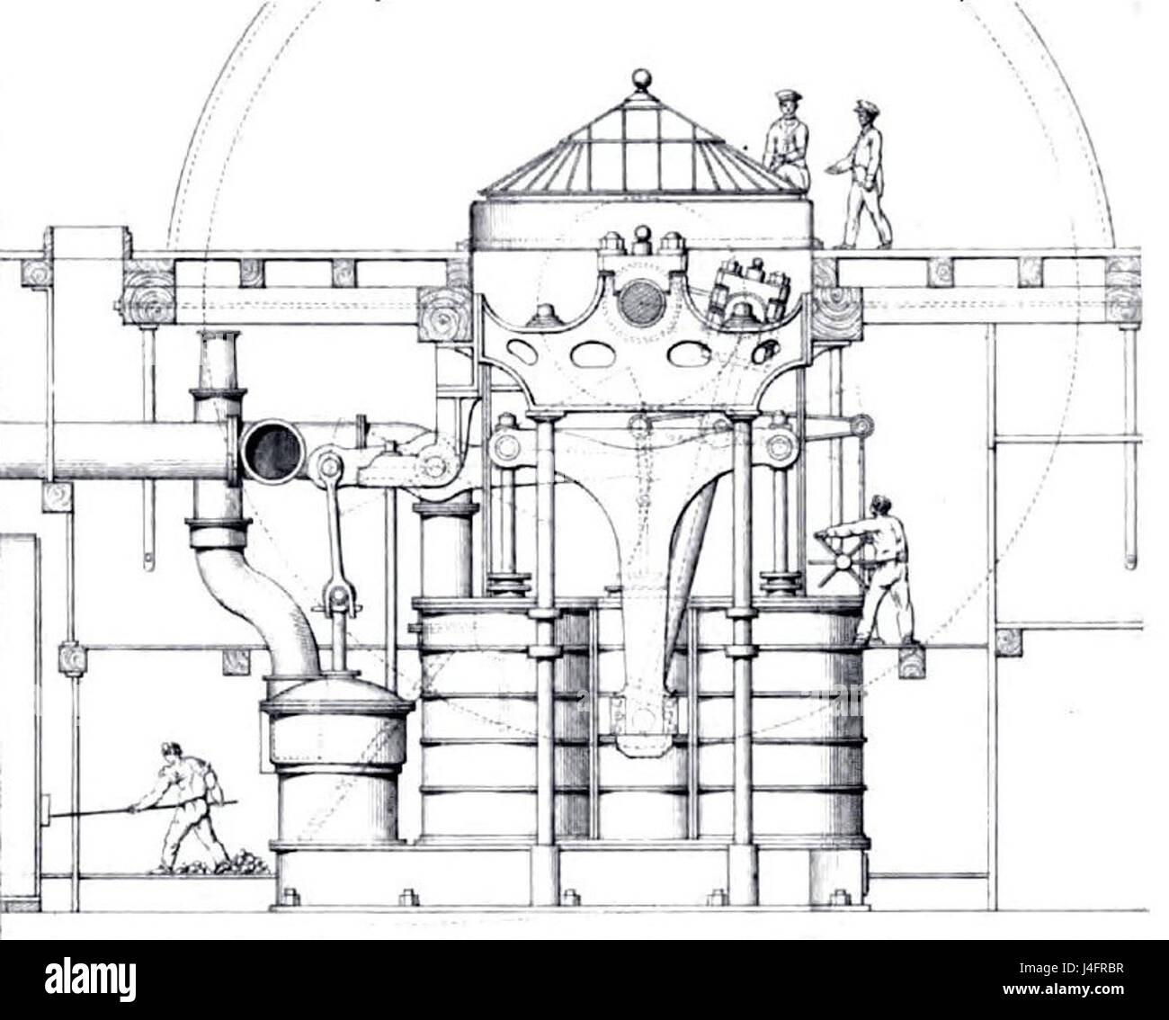 Siamese engine of HMS Retribution Stock Photo - Alamy