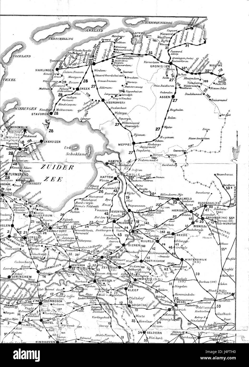 This historical railway map from 1904 depicts the railway network in a ...