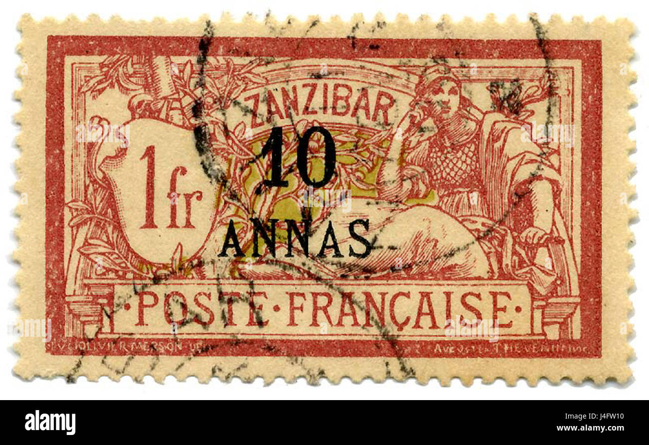 Stamp French PO Zanzibar 1902 10a Stock Photo - Alamy