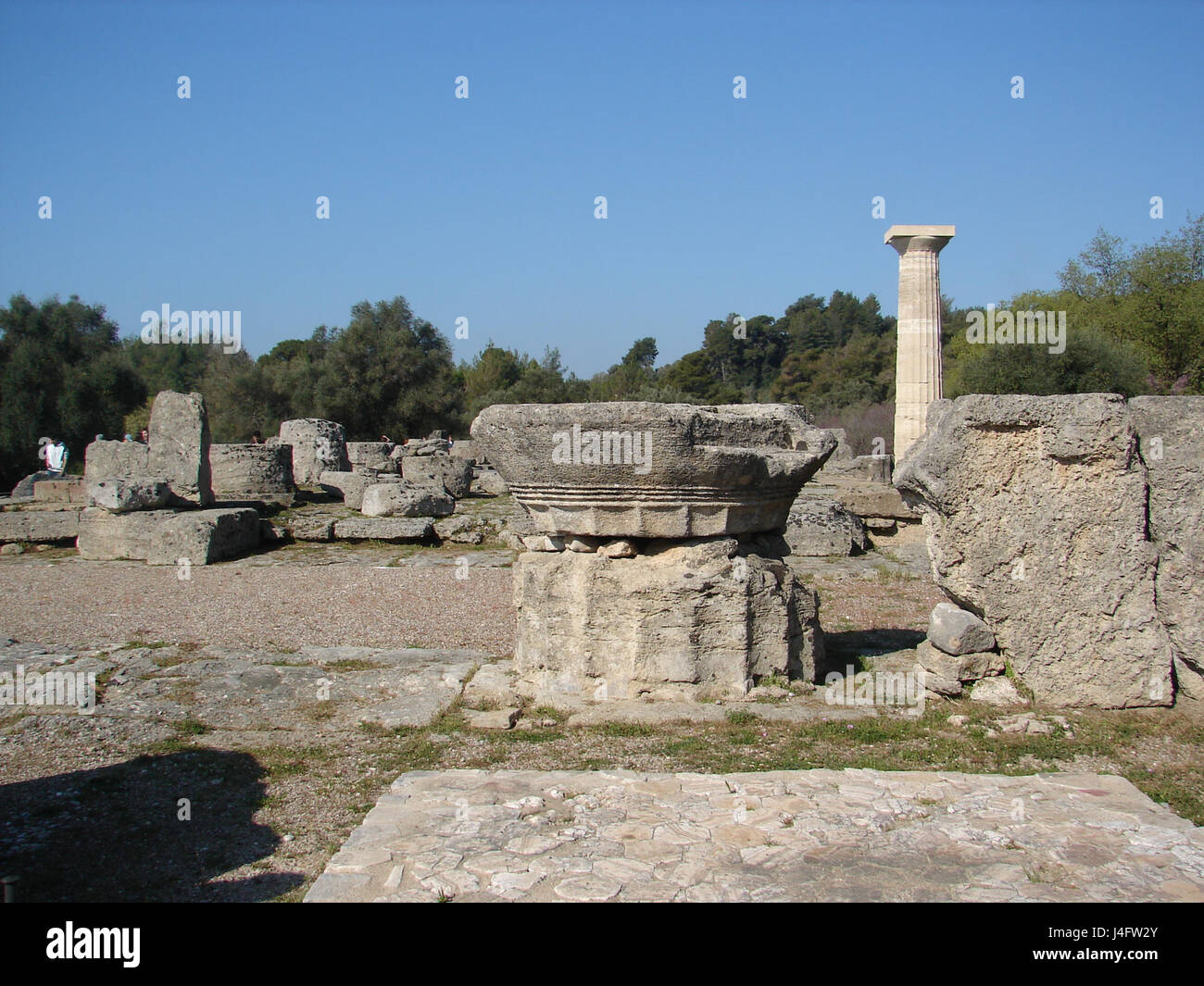 The Tempio di Zeus (Temple of Zeus) in Olympia, Greece, is an ancient ...
